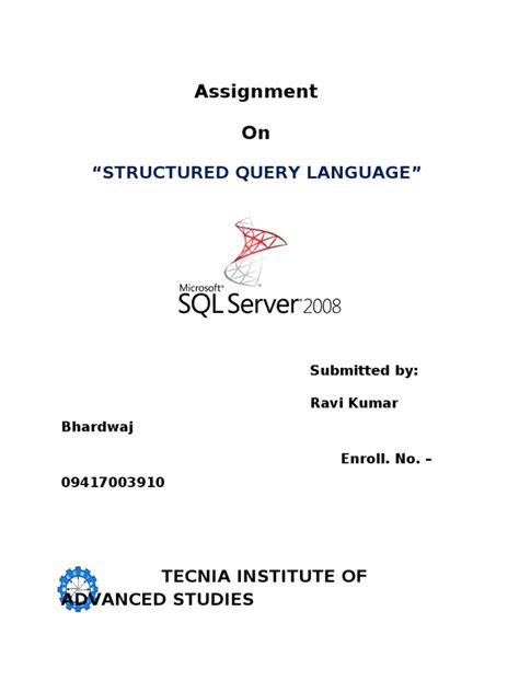 Assignment On Structured Query Language Pdf Plsql Sql