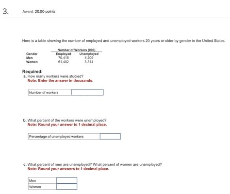 Here Is A Table Showing The Number Of Employed And Chegg Com
