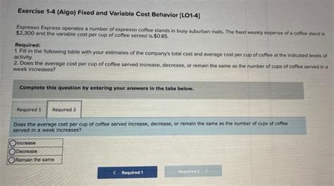 solved exercise 1 4 algo fixed and variable cost behavior