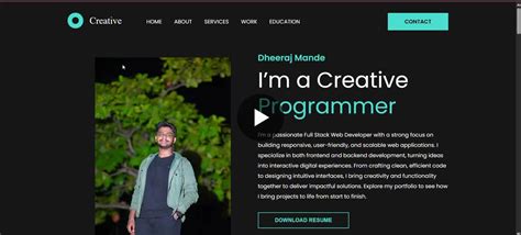 Webdeveloper Portfolio Mernstack Reactjs Nodejs Tailwindcss Dheeraj Mande