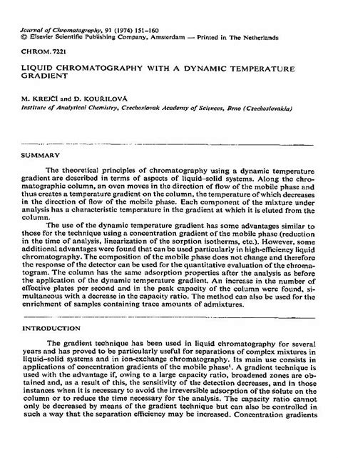 Pdf Liquid Chromatography With A Dynamic Temperature Gradient