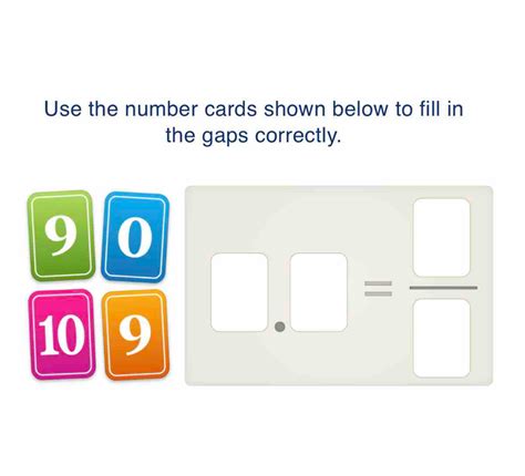 solved use the number cards shown below to fill in the gaps correctly
