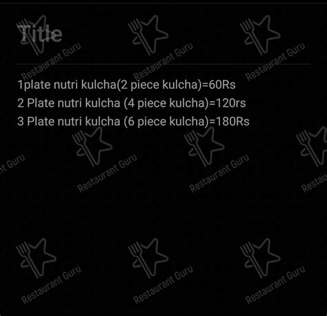 Menu At Amritsari Shahi Nutri Kulcha Ludhiana