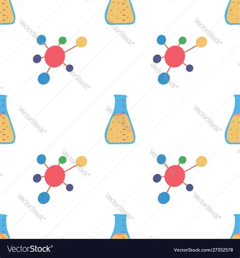 Seamless Pattern Molecule And Flask Royalty Free Vector