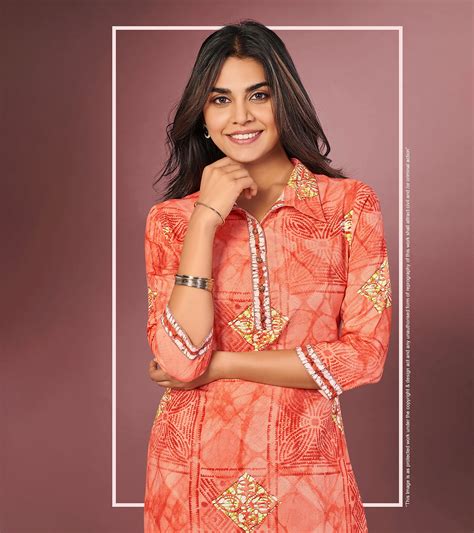Buy Nowlaxmipati Flame Orange Straight Cut Kurti With Digital Print