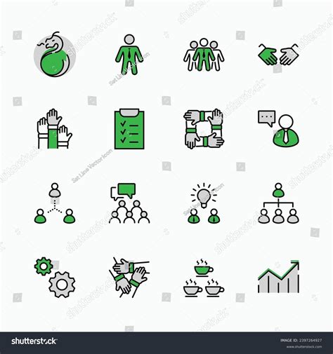 Set Team Work Related Vector Line Stock Vector Royalty Free 2397264927 Shutterstock