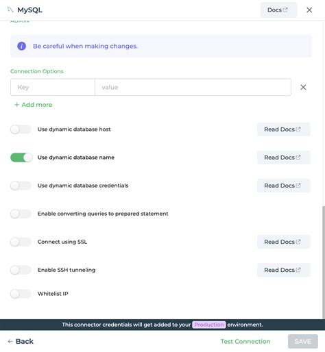 Dynamic Database Configurations