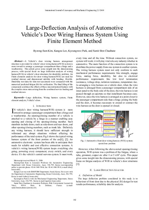 Pdf Finite Element Analysis Of Vehicle Door Harness