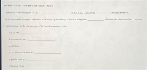 Solved The Cardiovascular System Intrinsic Conduction