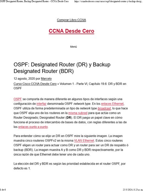 Ospf Designated Router Backup Designated Router Ccna Desde Cero Pdf Enrutador