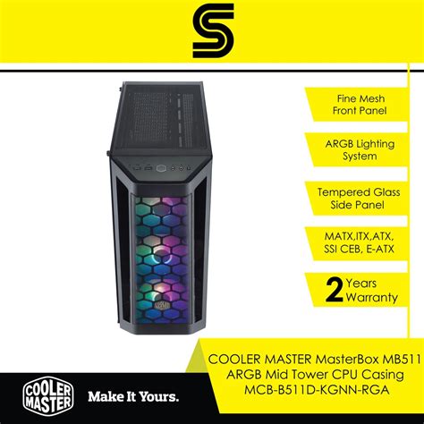 Cooler Master Masterbox Mb511 Argb Mid Tower Cpu Casing Mcb B511d