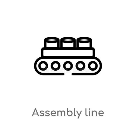 Outline Assembly Line Vector Icon Isolated Black Simple Line Element Illustration From Industry