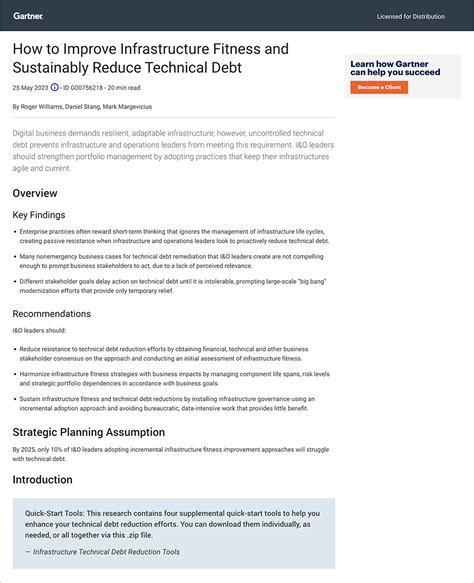 How To Improve Infrastructure Fitness And Sustainably Reduce Technical Debt Gartner Report