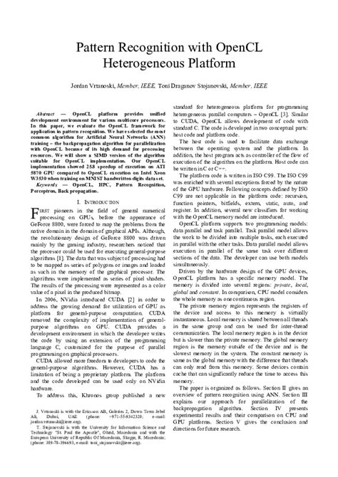Pdf Pattern Recognition With Opencl Heterogeneous Platform