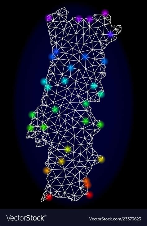Polygonal Wire Frame Mesh Map Portugal Royalty Free Vector