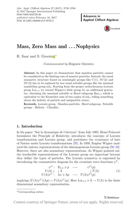 Mass Zero Mass And Nophysics Request Pdf