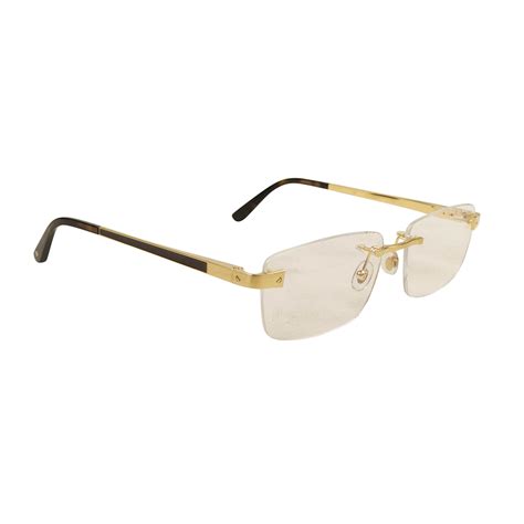 Mens Ct0201o 002 Rimless Rectangular Eyeglasses Gold Cartier