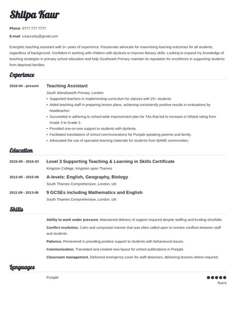 How To Write A Teaching Assistant Cv Template