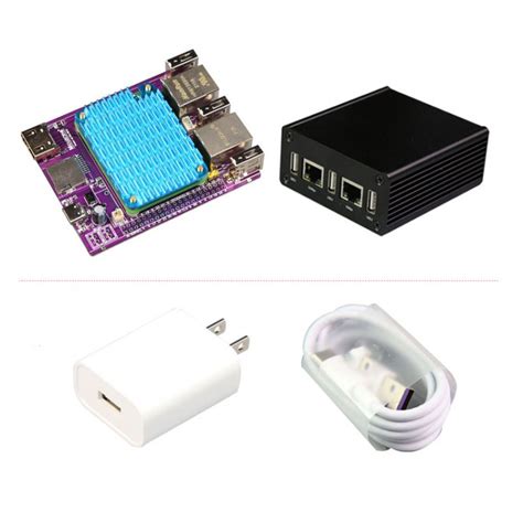 cm4 dual ethernet expansion board with 11mm heat sink and 5v 3a power adapter rtc fan usb2 0 for