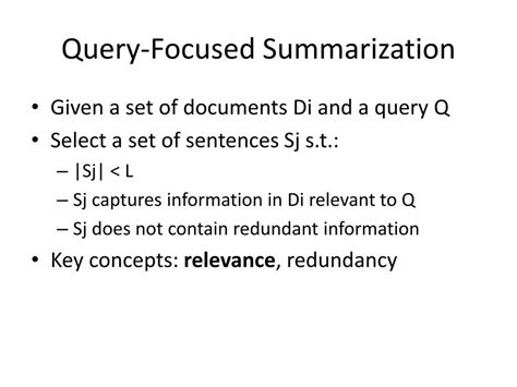 Ppt Query Chain Focused Summarization Powerpoint Presentation Free Download Id 1860951