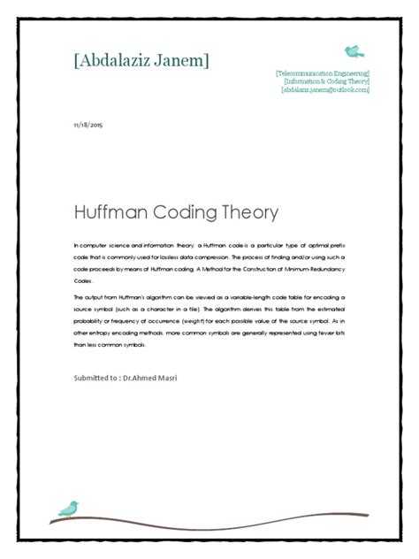 Huffman Coding Theory Proposal Pdf Code Encodings