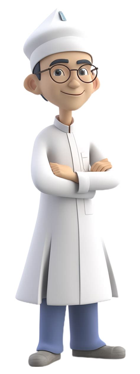 3d Cartoon Character Illustration Of A Man In Muslim Dress Generative Ai 28798634 Png