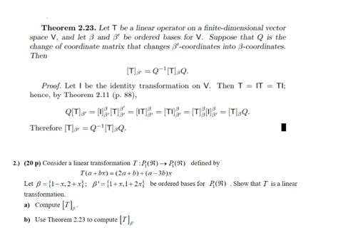 Solved Theorem Let T Be A Linear Operator On A Chegg