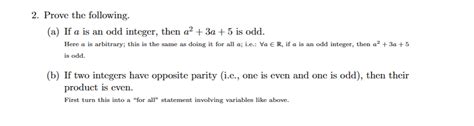 solved 2 prove the following a if a is an odd integer