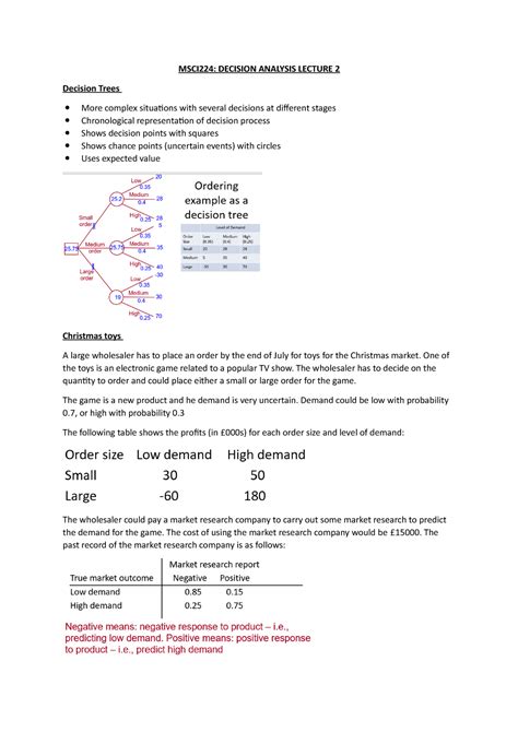 Msci224 Decision Analysis Lecture 2 Msci224 Decision Analysis Lecture 2 Decision Trees More