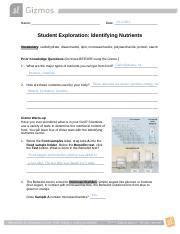 IdentifyingNutrients LAB Docx Name Date Babe Exploration Identifying
