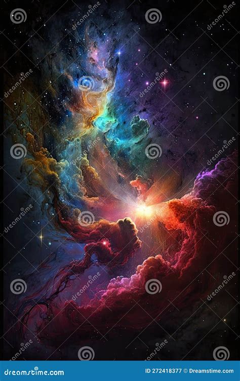 Abstract Outer Space Endless Nebula Galaxy Background Stock
