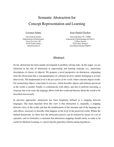 PDF Semantic Abstraction For Concept Representation And Learning