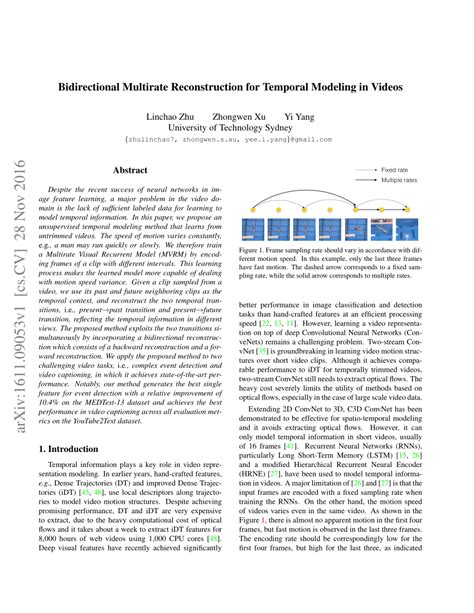 Pdf Bidirectional Multirate Reconstruction For Temporal Modeling In Videos