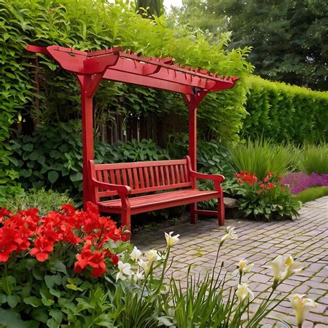 A Red Seat In The Yard Premium Ai Generated Image