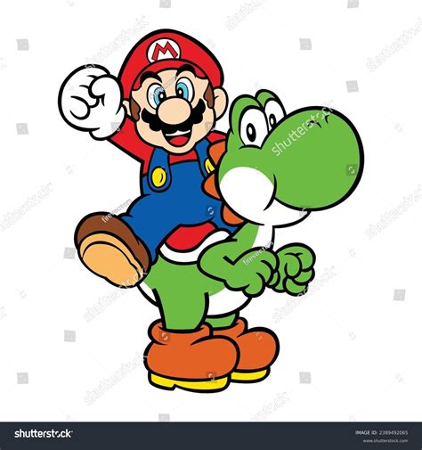 Super Mario Bros Con Yoshi Vector De Stock Libre De Regalías