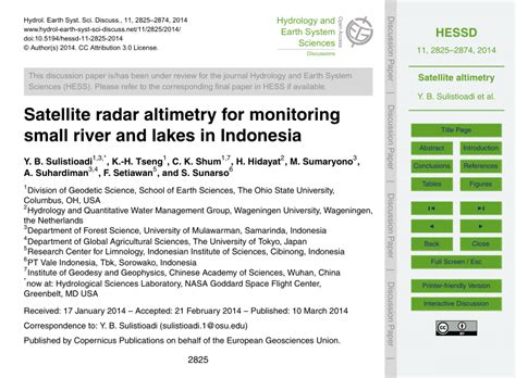 Pdf Satellite Radar Altimetry For Monitoring Small River And Lakes In