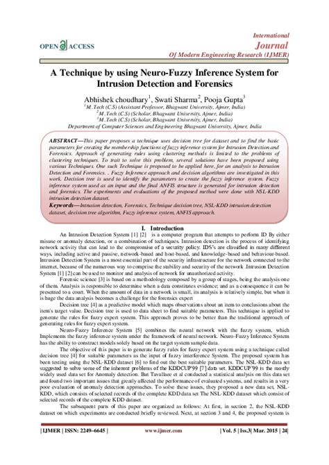 Pdf A Technique By Using Neuro Fuzzy Inference System For Intrusion