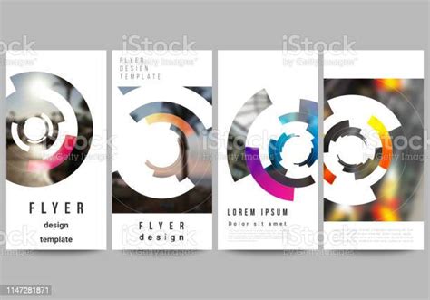 전단지 배너 디자인 템플릿의 편집 가능한 레이아웃의 최소한의 벡터 일러스트 미래 지향적 인 디자인 원형 패턴 사진에 대 한 기하학적 프레임을 형성 하는 원 요소 0명에 대한