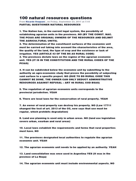 100 Natural Resources Questions Download Free Pdf Environmental Law Forests