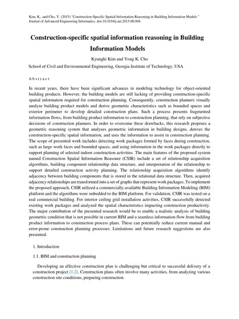 Pdf Construction Specific Spatial Information Reasoning In Building Information Models