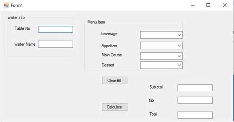 Restaurant Bill Calculator Using Combo Box In C Tech Spider
