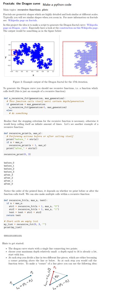 Solved Make A Python Code For Fractals The Dragon Curve