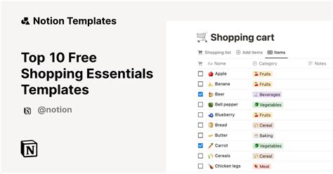 Top 10 Free Shopping Essentials Templates Notion Template Marketplace