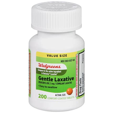 Walgreens Gentle Laxative Tablets 200 Tablets Walgreens