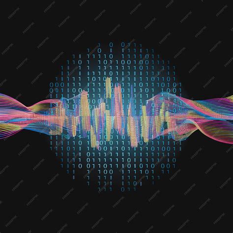 Premium Photo Abstract Colorful Rhythmic Digital Sound Wave With Binary Code On Black