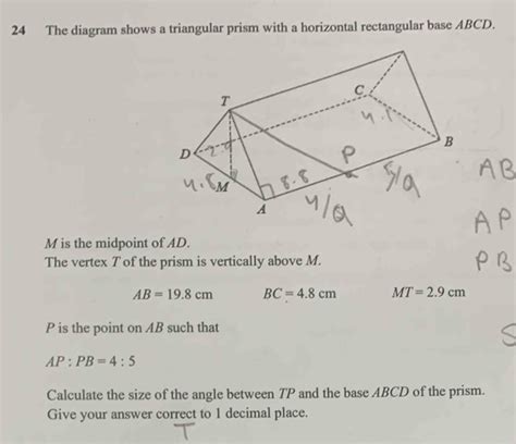 solved the diagram shows a triangular prism with a horizontal