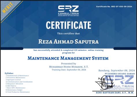 reza ahmad saputra on linkedin maintenance management system adalah