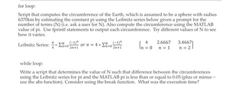 solved for loop script that computes the circumference of