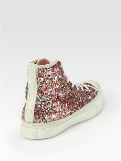 Lyst Converse Sequin High Top Sneakers In Pink