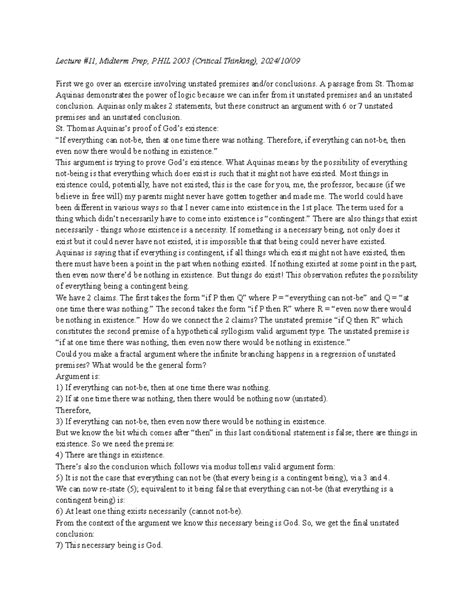 Lecture 11 Midterm Prep Phil 2003 Critical Thinking 2024 10 09 Lecture 11 Midterm Prep